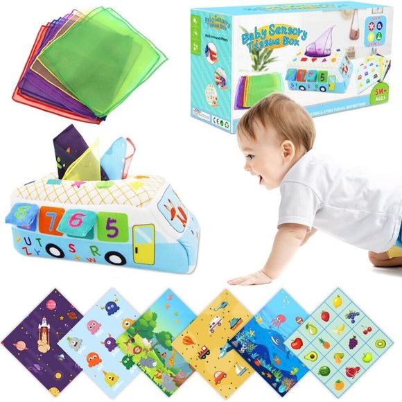 Handmade | Toys | Plush Baby Tissue Box Crinkle Tissues For Sensory Toy ...